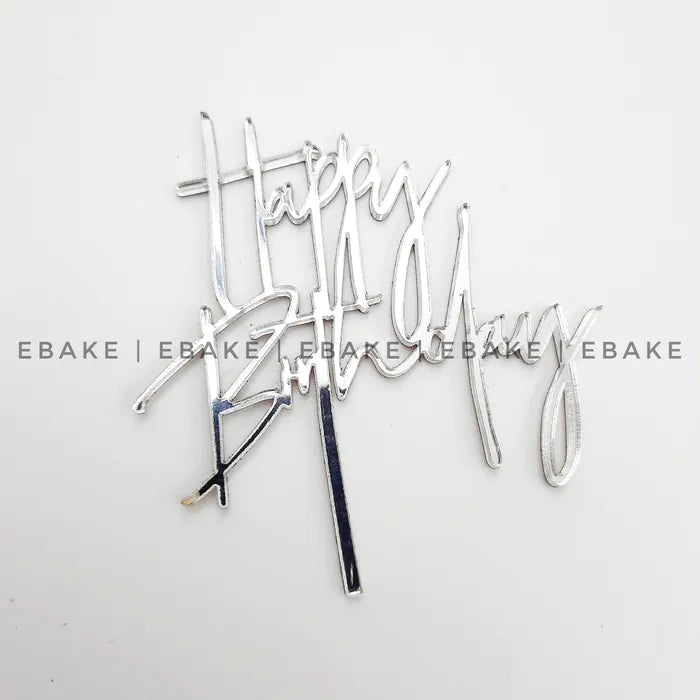 Happy Birthday Mini Topper Silver – EBAKE